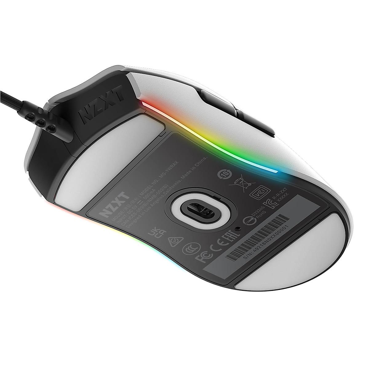 NZXT Lift 1 Symm, Lightweight Symmetrical Wired USB Gaming Mouse, Lightweight 67g Design, 1K Polling Rate, Omron Mechanical Switches, 16K DPI Optical Sensor, White