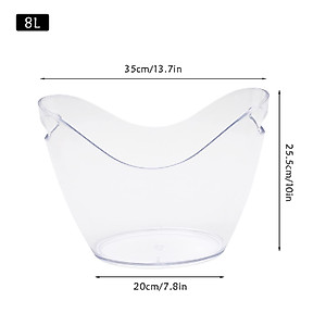 8L Large Ice Buckets Clear Acrylic Drink Bucket Beverage Tub Wine Champagne Bucket for Parties and Home Bar