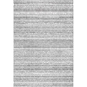 nuLOOM Kira Machine Washable Tribal Geometric Area Rug, 5' x 8', Grey