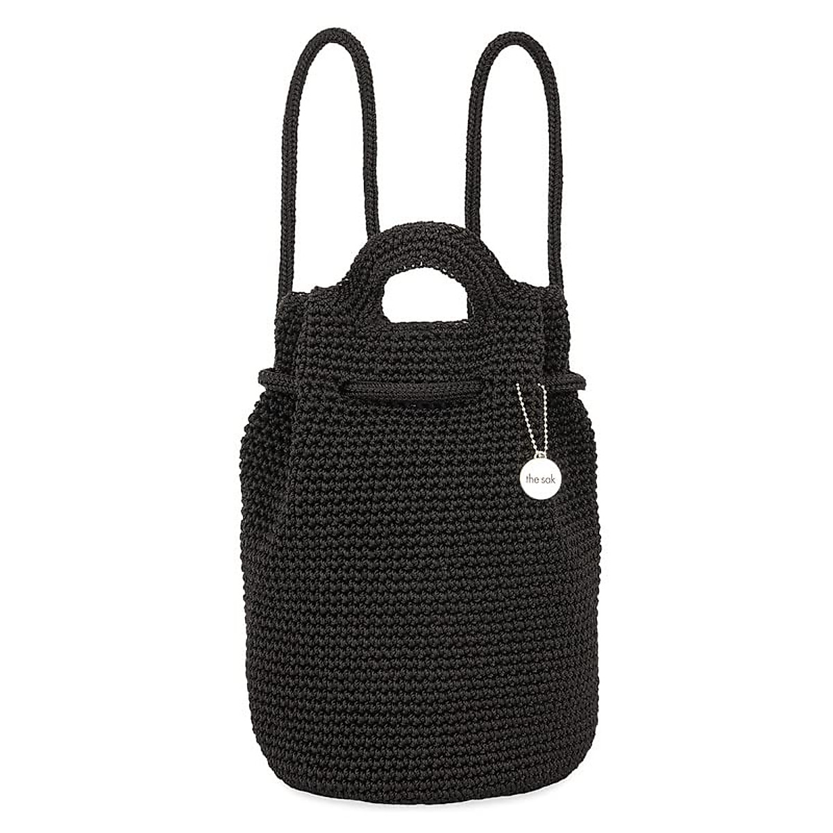 The Sak Small Dylan Backpack in Crochet, Adjustable Backstrap, Black