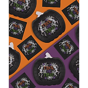 xo, Fetti Halloween Trick or Treat Napkins - 3-ply, 25 pcs | Happy Halloween Party Decorations, Spiderweb Supplies, Spooky Tableware