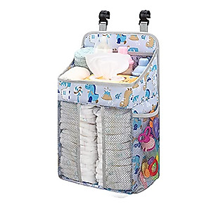 Accmor Hanging Baby Diaper Caddy Organizer, Diaper Stacker, Baby Crib Hanging Classified Storage Bag Organizer for Changing Table, Crib, Playard or Wall & Nursery Organization, White