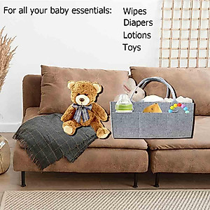TOFOAN Baby Diaper Caddy Organizer with Removable Inserts,Thickened Felt Nursery Basket,Baby Diaper Bag Organizer with Detachable Dividers,Baby Diaper Caddy Organizer for Changing Table,Car - Grey
