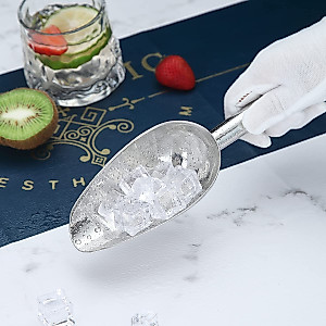 Berglander Stainless Steel Ice Scoop 6 OZ, Metal Ice Scooper For Ice Maker, Multipurpose For Candy Kitchen Bar Party Wedding Pet Animal Dog Food Scoop Beach Shovel (Silver)