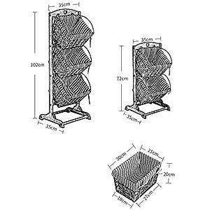 Basket Stratification Bookshelf Magazine Rack Frame Storage Rack Office Home Living Room Bedroom Brown MUMUJIN (Size : 35X35X105CM)