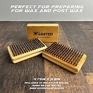 Demon United Ski/Snowboard Wax Brush Kit - Bonus Includes Metal Scraper and Edge File