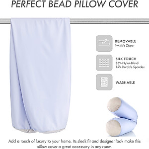 Case Only - Body Pillow Cover Stylish Silky Super Soft - 85% Spandex/ 15% Nylon, Beauty - Anti Wrinkle, Anti Aging Prevention - Breathable Pillowcase Design - Gentle on Hair Size 48 X 8, Silver Mist