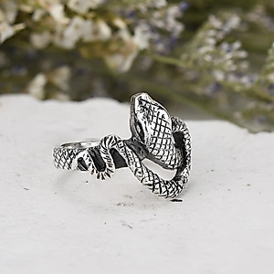 AeraVida Foxy Snake Coil Wrap Around .925 Sterling Silver Ring | Animal and Nature Inspired Silver Ring for Women | Elegant Snake Ring Accessory | Anniversary Jewelry Gift | Size (8)