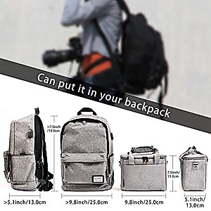 FOSOTO Camera Bag Case with Waterproof Rain Cover Compatible for Nikon D3500 D5600 D7500 D610 Canon EOS 4000D 2000D SL3 T7 M50 M6 SX530 Fujifilm X-T20,Grey