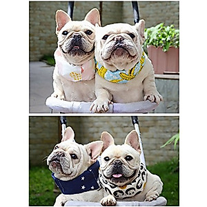 Dog Cooling Bandana, Stock Show Pet Dog Adjustable Ice Chill Out Collar Scarf with 4 Ice Packs for Summer (White Bear)