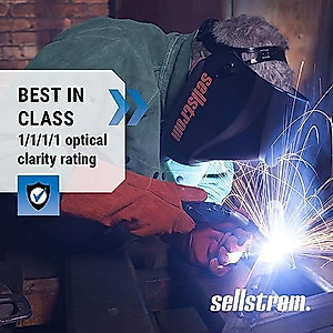 Sellstrom Lightweight,Ergonomic Design,Nylon,Extra Large Blue Lens Technology,All-Day Comfort,Excellent Optical Clarity,Premium Welding Helmet with ADF Technology,Black/Orange,7'Wx 13'H x 5'L,S26400