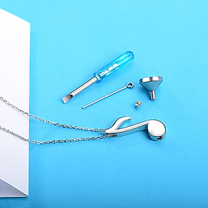 YLT 925 Sterling Silve Musical Note Urn Pendant Memorial Necklace for Ashes Clef Musical Note Jewelry Gifts for Music Lover for Women Men