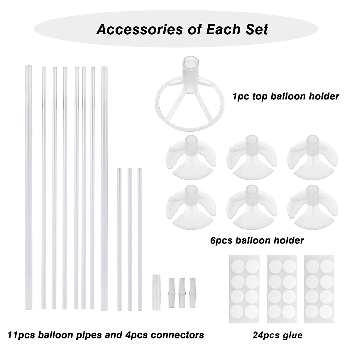 RUBFAC Balloon Stands for Table 20 Sets Clear Table Balloon Stand Holder with Base Reusable Centerpiece for Birthday Wedding Baby Shower Graduation Party Decorations