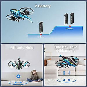 4DRC M3 Drone with 1080p Camera for Adults Kids,HD FPV Live Video RC Helicopter Quadcopter for Beginners Toys Gifts,With 2 Battery,3D Flips,Gestures Selfie, Altitude Hold, One Key Start,Trajectory