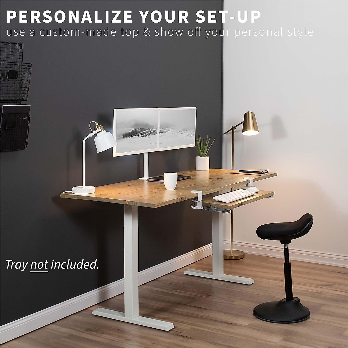 VIVO Clamp and 12 inch Rail Set for DIY Custom Wooden Keyboard Trays (Tray Not Included), Under Desk Pull Out Slider Track with Extra Sturdy C-clamp Mount System, White, MOUNT-RAIL02W