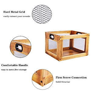 AMMKARE Vinyl Record Storage Crate Wooden Record Holder, Wooden LP Record Storage Box Album Shelf Vinyl Record Storage Cube Record Record Organizer Box Storage