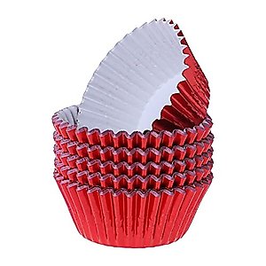 200 Pieces of Cake Paper Cups, Aluminum Foil Baking Cups, Suitable for Weddings, Kitchens, Birthday Parties, 8 Colors are Available (red)
