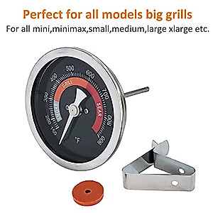 Grill Smoker Temperature Gauge Replacement with 3.3" Large Face, 150-900°F,Waterproof No-Fog Glass Lens – Replacement for a Variety of Different Grill Thermometer Such as Big Green Egg (Black)