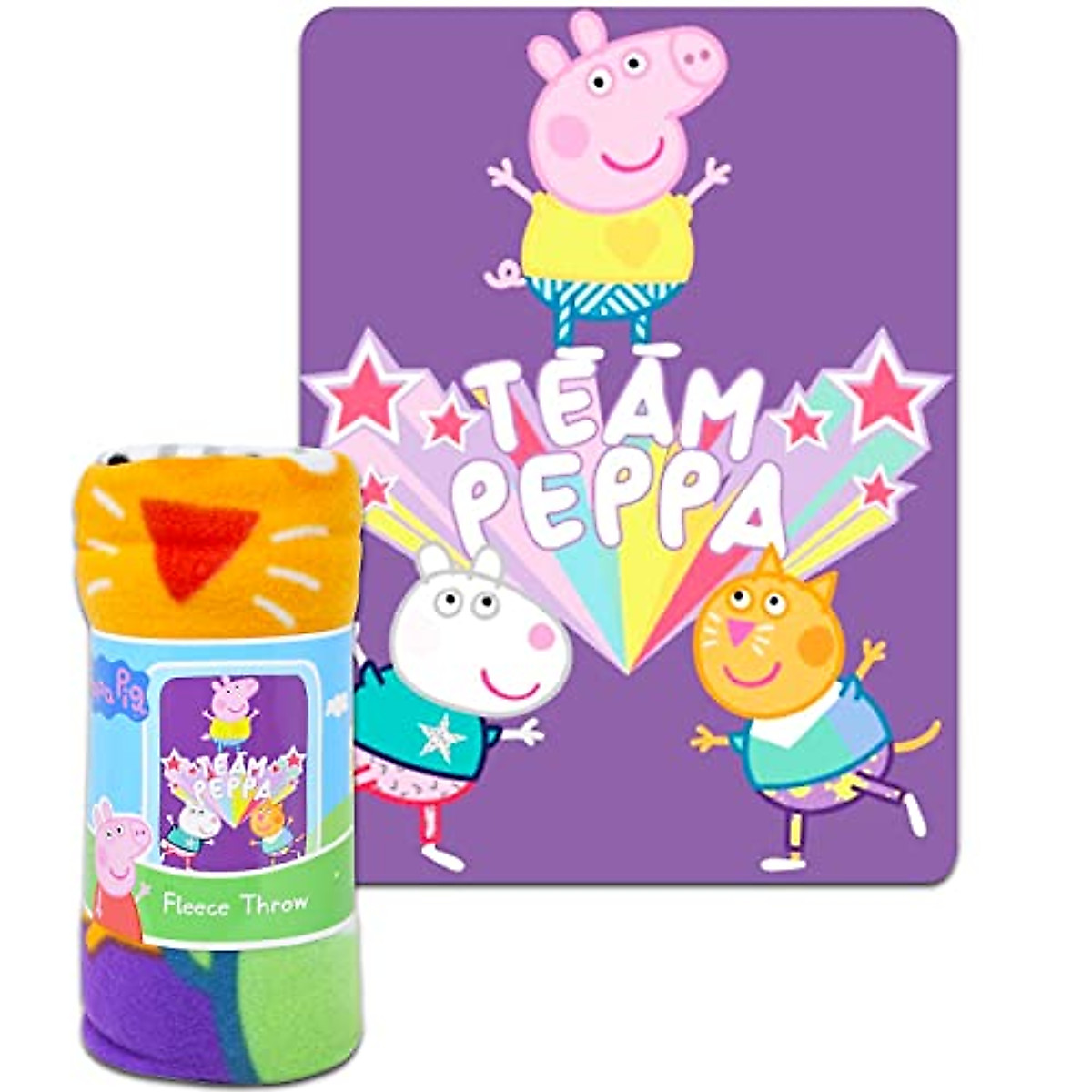 Peppa Pig Fleece Blanket Set - Bundle with Peppa Pig Blanket for Girls, Peppa Pig Stickers, and More | 45" x 60" Peppa Pig Throw Blanket