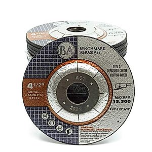 Benchmark Abrasives 4-1/2" T27 Pipeline Cutting & Light Grinding Wheel 1/8" Thick 7/8"Arbor, Metal Cutting Grinding Wheel, Angle Grinding Cutting Wheel Max. RPM 13,300-25 Pack