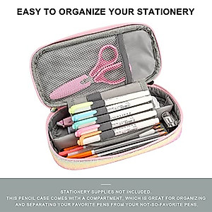 mibasies Girls Pencil Case for Kids, Pencil Pouch Boys Soft Rainbow Pen Box (Pink Blue Rainbow)