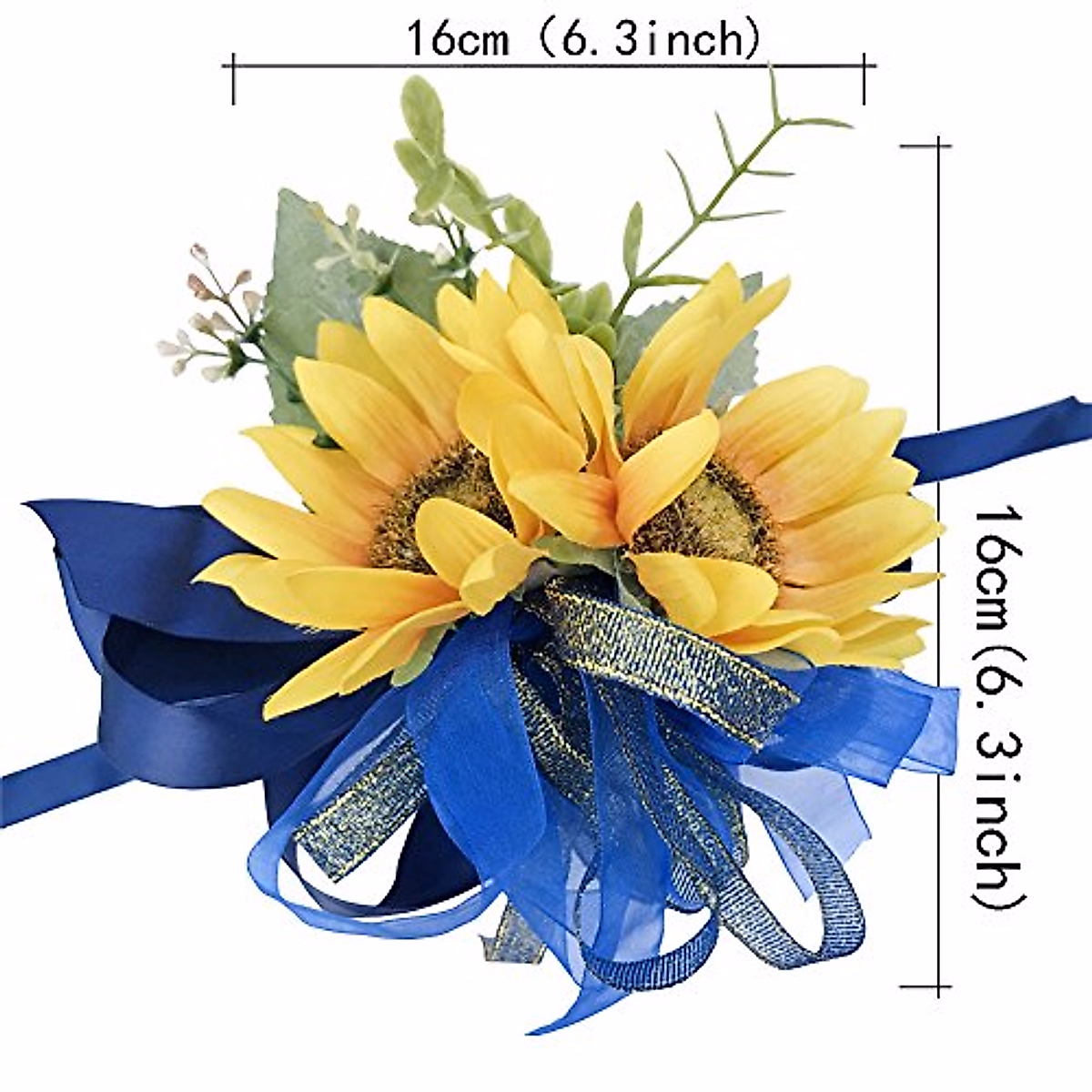DALAMODA Sunflower Wrist Corsage-Girl Bridesmaid Wedding Prom Party Gril Wrist Corsage Party Prom Hand Flower Decor Pack of 1 (SF-Wrist Corsage)