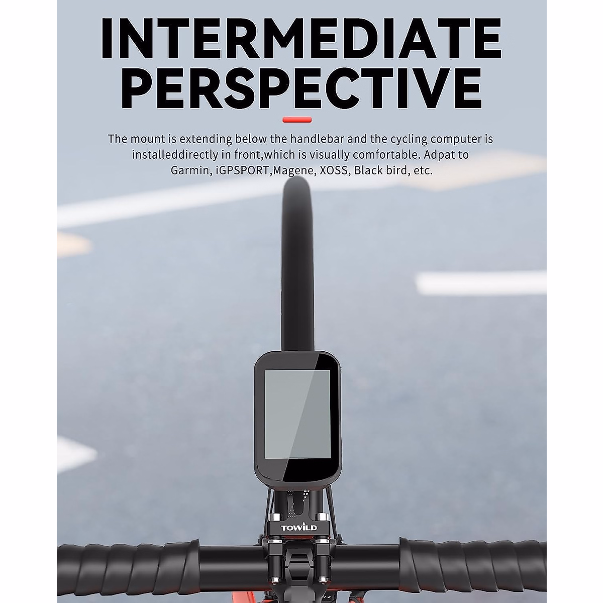 towild AS80 Bike Computer Mount for Road Bike Aero Integrated Handlebar Out Front Mount Aluminium Alloy Compatible with Garmin,Wahoo,and Bryton with GoPro Action Camera Bike Light