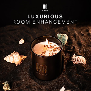 ANMA Luxury Candle - Pink Champagne Fragrance - 18.5oz Handcrafted Soy Wax Candle with Precious Stones & Botanicals - 50-Hour Clean Burn - Vegan Aromatherapy for Relaxation, Rejuvenation & Elegance