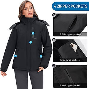 GOLDEN CAMEL Women's Winter Jacket Windproof Ski Snow Jacket Waterproof Thicken Parka Rain Jacket Warm Puffer Coat