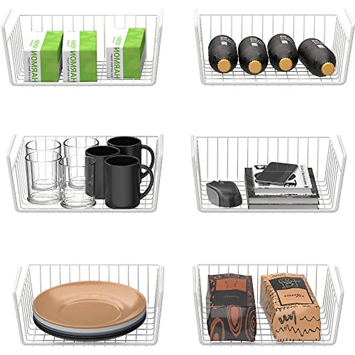 Simple Houseware 6PK Under Shelf Basket, White