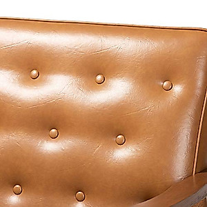 Baxton Studio Sorrento Loveseats, Tan/Walnut Brown