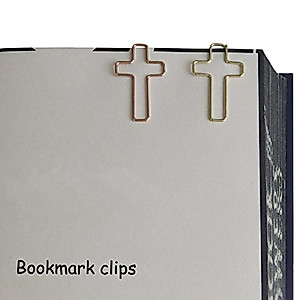 HiQin 50 PCS Rose Gold Paper Clips Cross Shape, Bible Accessories, Christian Bookmark Gifts for Women Men Coworkers Teachers