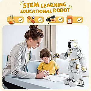 Ruko Smart Robot for Kids, Large Programmable Interactive STEM RC Robot, Voice Control and App Control, Gifts for Boys and Girls 4 5 6 7 8 9, Gold