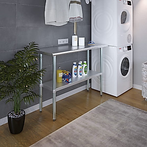 18" X 48" Stainless Steel Work Table with Under-Shelf | NSF Kitchen Island Food Prep | Laundry Garage Utility Bench