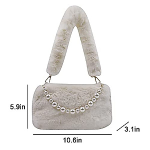 BOLLEY JOSS Fluffy Underarm Bag Elegant Fuzzy Tote Purse Plush Furry Shoulder Bag for Girls Women Autumn Winter