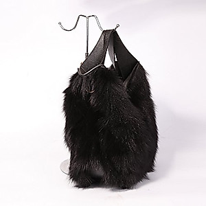 URSFUR Genuine Fox Fur Handbag Women's Fashion Tote Clutch Purse Shoulder Bags