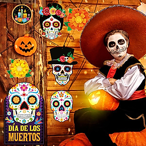 Dia De Los Muertos Decor Day of The Dead Decorations Dia De Los Muertos Sign Day of The Dead Decor Sugar Skull Cutouts Halloween Party Supplies, Set of 25