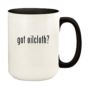 got oilcloth? - 15oz Ceramic Colored Handle and Inside Coffee Mug Cup, Black