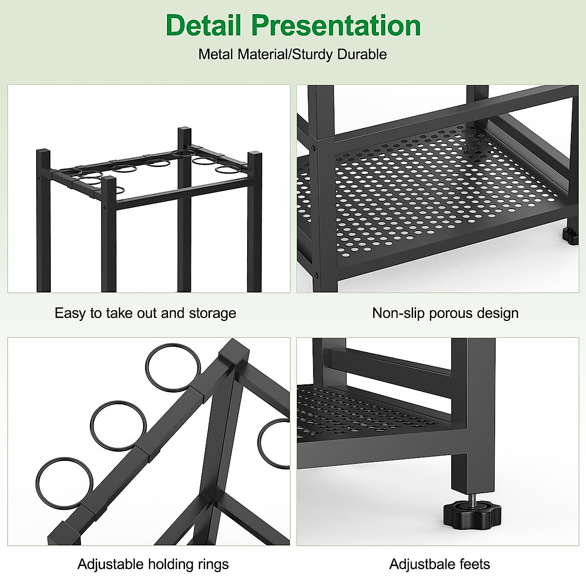 DIRZA Garden Tool Organizer,Yard Tool Organizer for Garage Organization and Storage,Garden Tool Rack with 9 Loops for Garage, Shed, Outdoor,Easy Take Out and Storage,Will NOT tip over