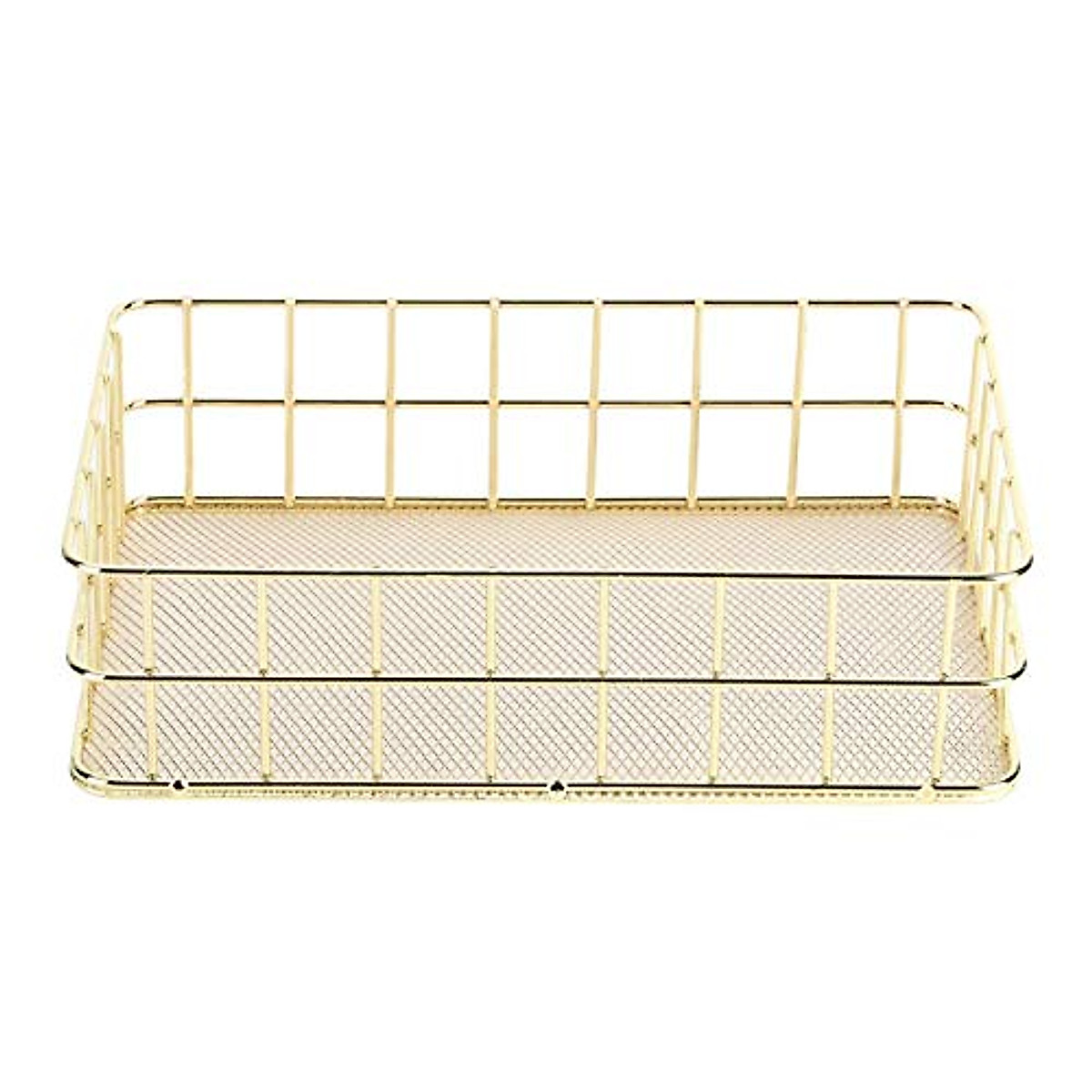 Kuuleyn Wire Mesh Basket, Golden Iron Storage Basket Multifunctional Wire Mesh Desktop Storage Organizer for Home(Large)