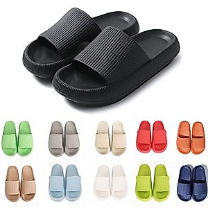 rosyclo Cloud Slippers for Women and Men Massage Thick Sole Non-Slip Shower Slippers Bathroom Super Soft Comfy House Cloud Slide Slippers for Indoor and Outdoor（Black 40-41）