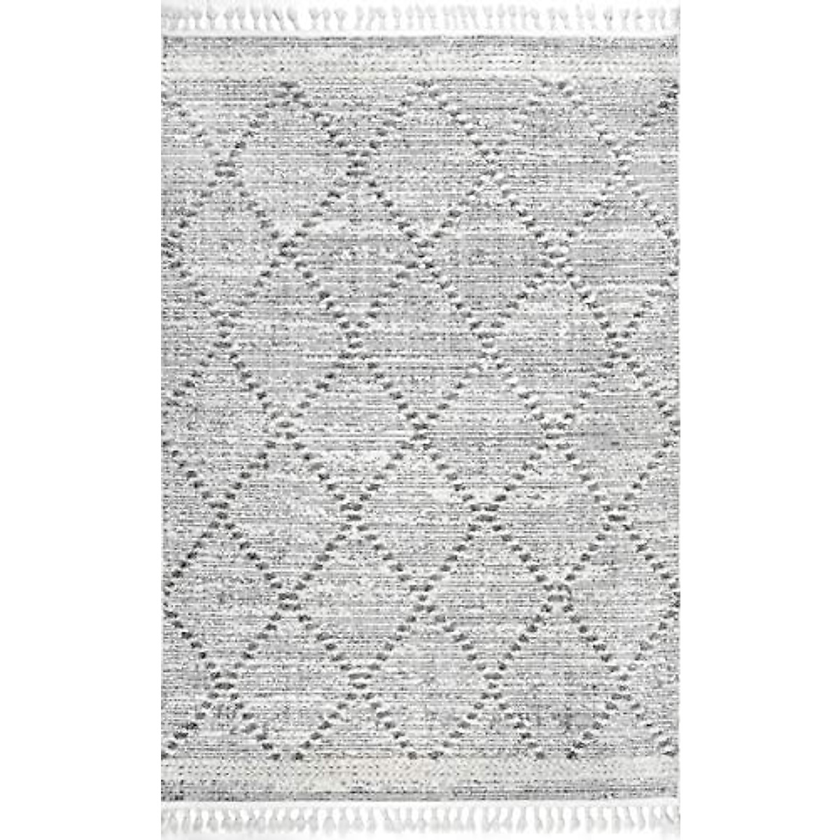 nuLOOM Skylar Textured Trellis Tasseled Area Rug, 4' x 6', Beige