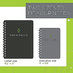Rocketbook Smart Reusable Notebook, Core Executive Size Spiral Notebook, Infinity Black, Dot Grid, (6" x 8.8")