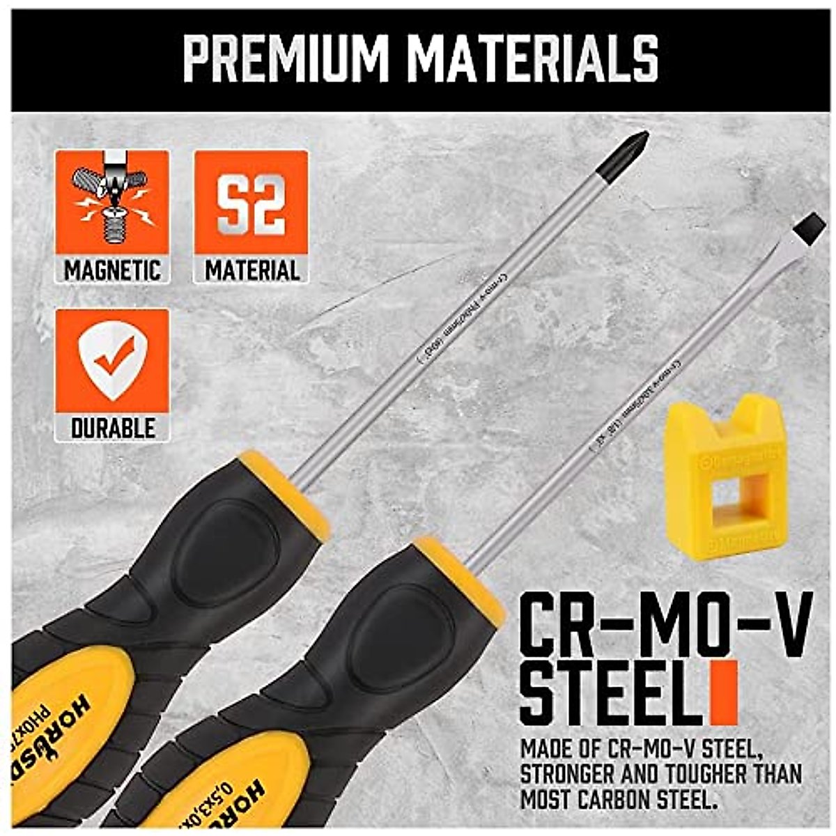 HORUSDY 58-piece Magnetic Screwdrivers Set with Case, Include Phillips, Slotted, Pozidriv, Square, Hexagon, Torx and Magnetizer demagnetizer Screwdriver Set for Tools for Men