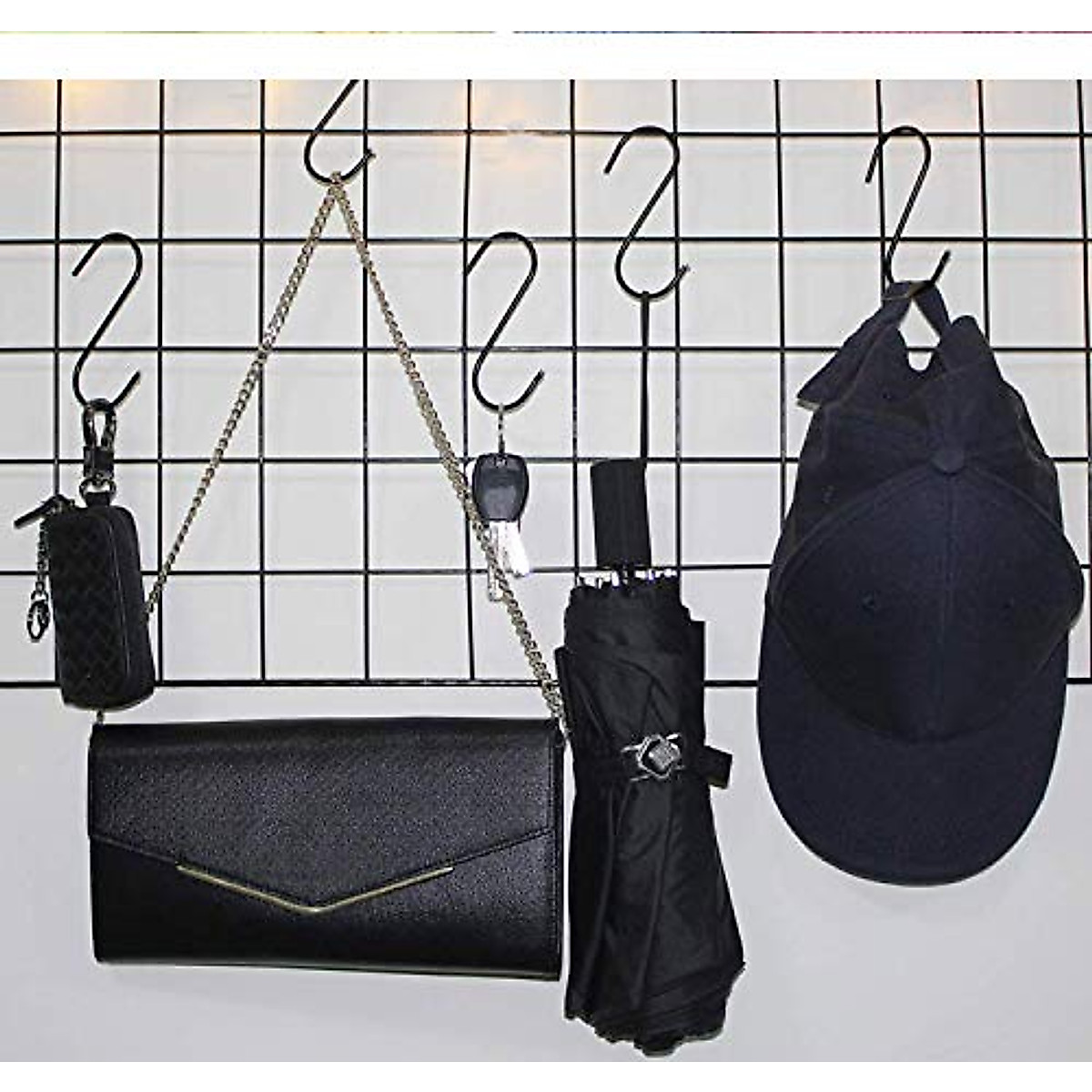 11 Pack Heavy Duty S Hooks Black Steel S Shaped Hooks for Hanging Pans Pots Plants Bags Towels Kitchen Hooks Hanger, Large 3.5 inch