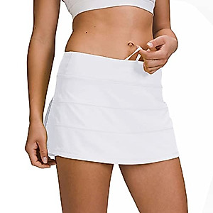 MCEDAR Athletic Tennis Golf Skorts Skirts for Women with Pocket Workout Running Sports Pleated Skirts Casual White/6