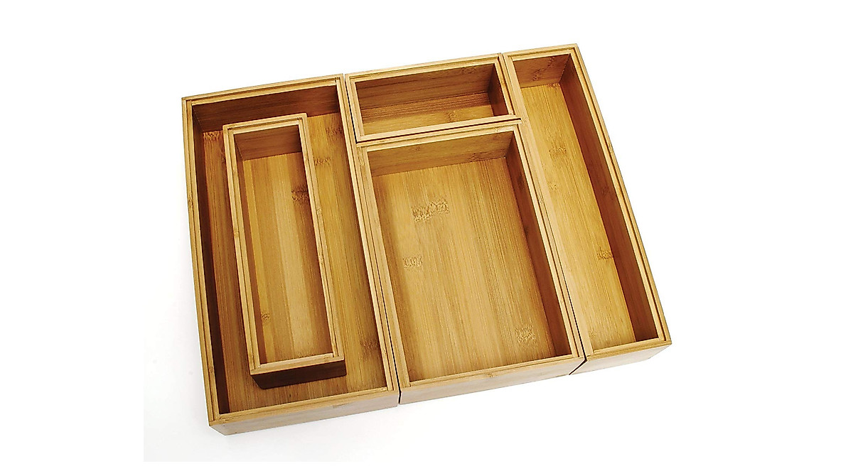 Lipper Bamboo Drawer Organizer Set - Eco-Friendly & Versatile Storage