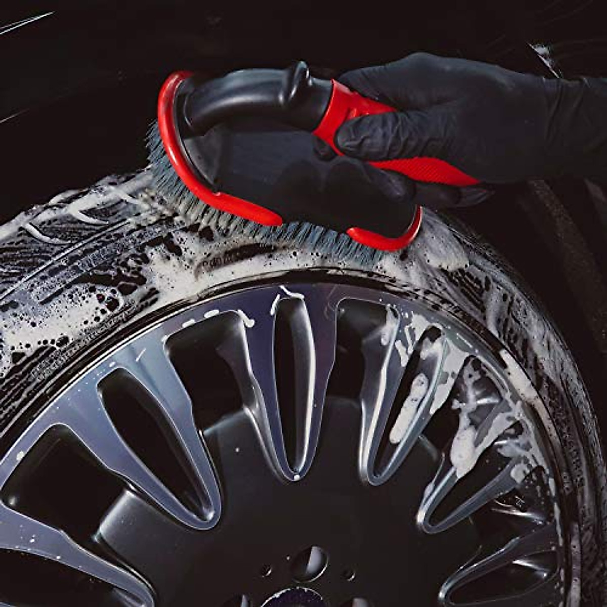 Maxshine Tire & Carpet Curved Brush, Stiff Bristle Wheel Cleaning Brush for Car Detailing(Length: 190mm)