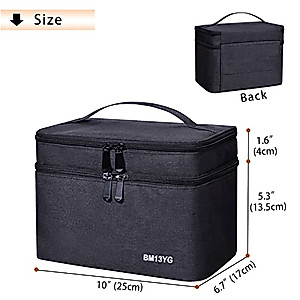 BM13YG Wearable Breast Pump Bag Fits Breast Pumps Like Momcozy, Medela, Lansinoh, Elvie, Willow, 2 Layers Portable Breast Pump Travel Bag for Working Moms and Extra Parts, Bag Only (Black)