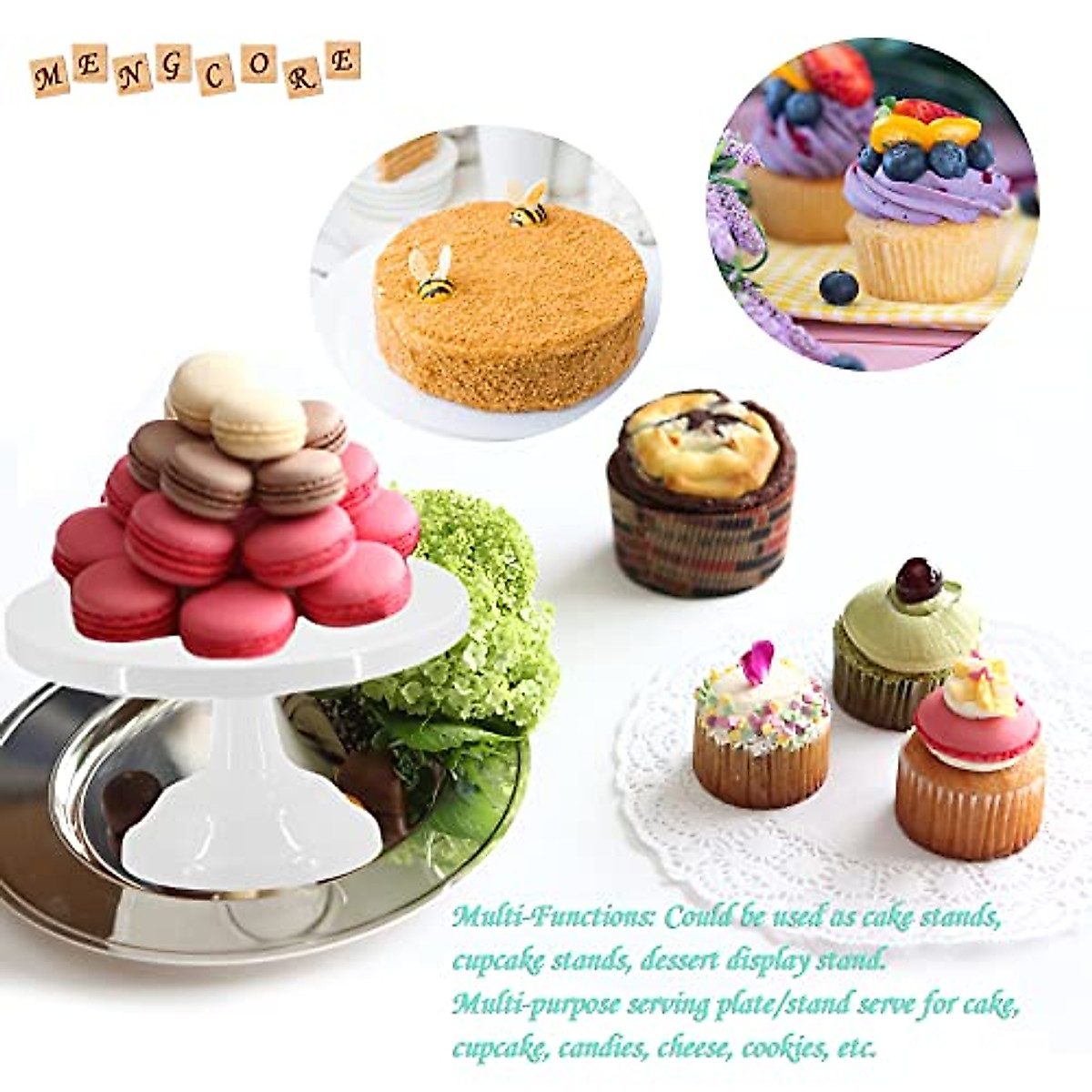 MENGCORE Grand Baker Cake Stand 10 inch Wedding Cake Tools Adjustable Height Fondant Cake Display Accessory for Party bakeware (White)